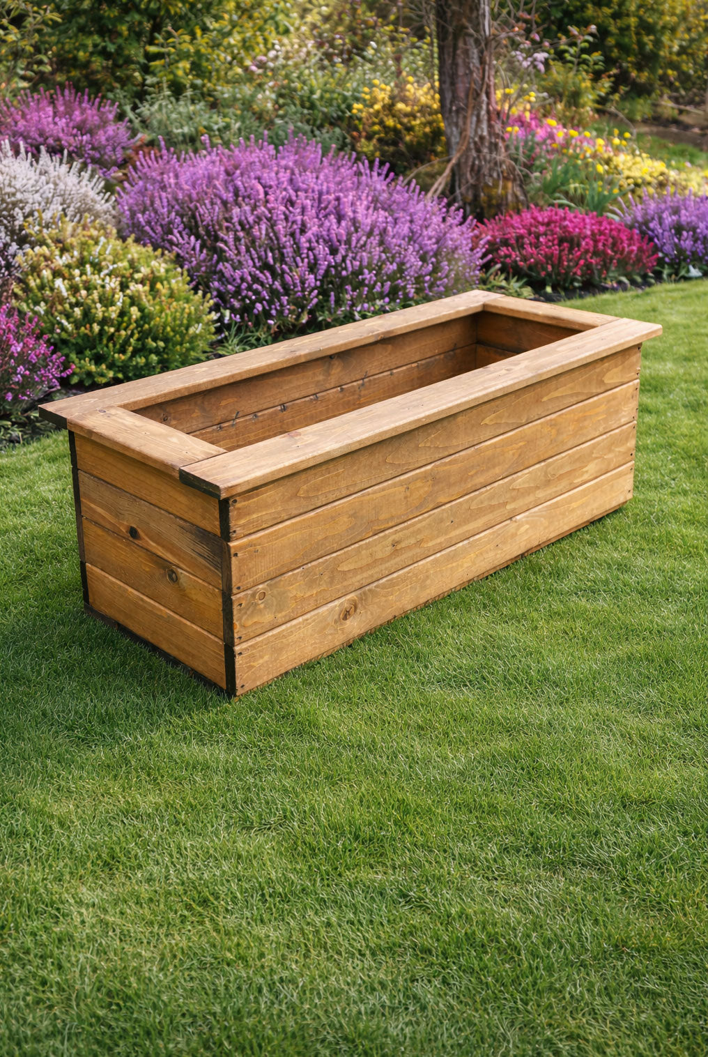 Large Wooden Planter Box - Outdoor Timber Garden & Patio Herb Planters ...