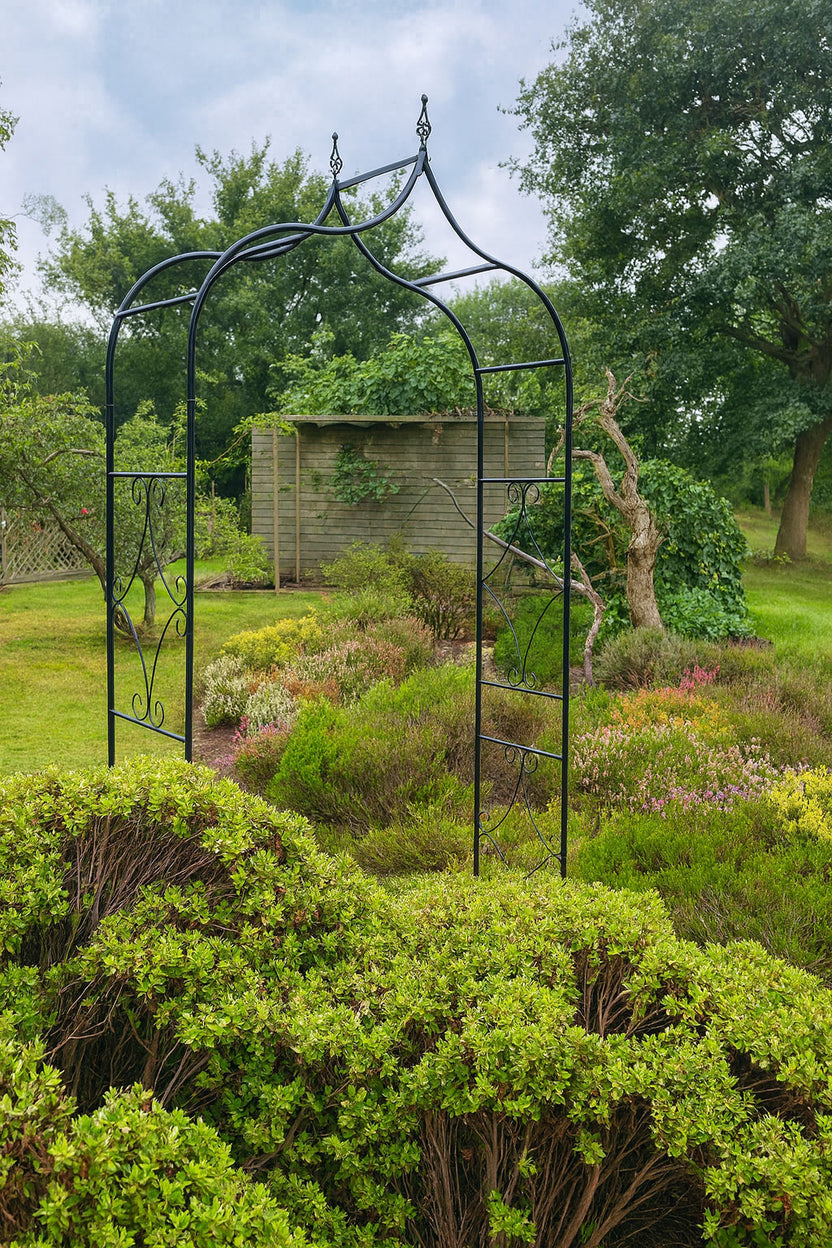 Decorative Metal Garden Arch - Outdoor Rose & Vine Support Frame ...