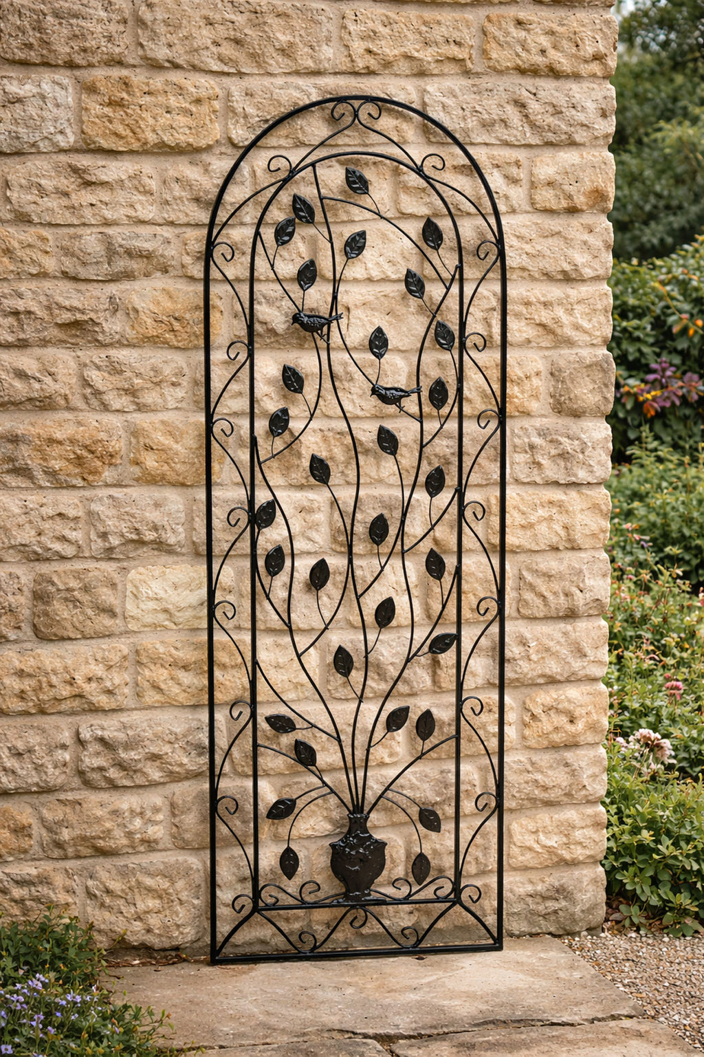 Art Metal Garden Trellis - Ornate Black Powder-Coated Outdoor Wall Tre ...